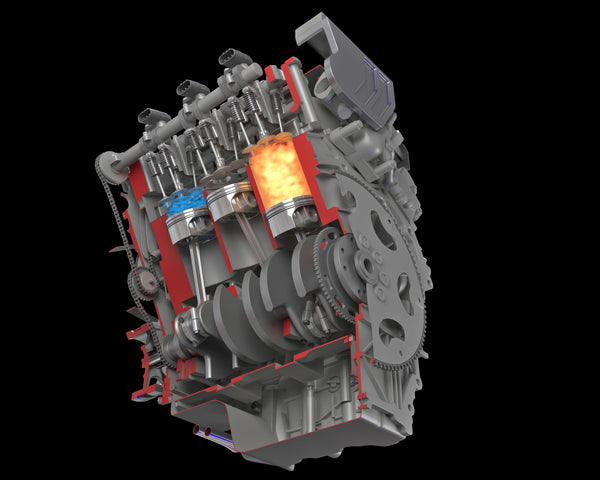 3D Model - Sectioned Animated V6 Engine – 3D Horse